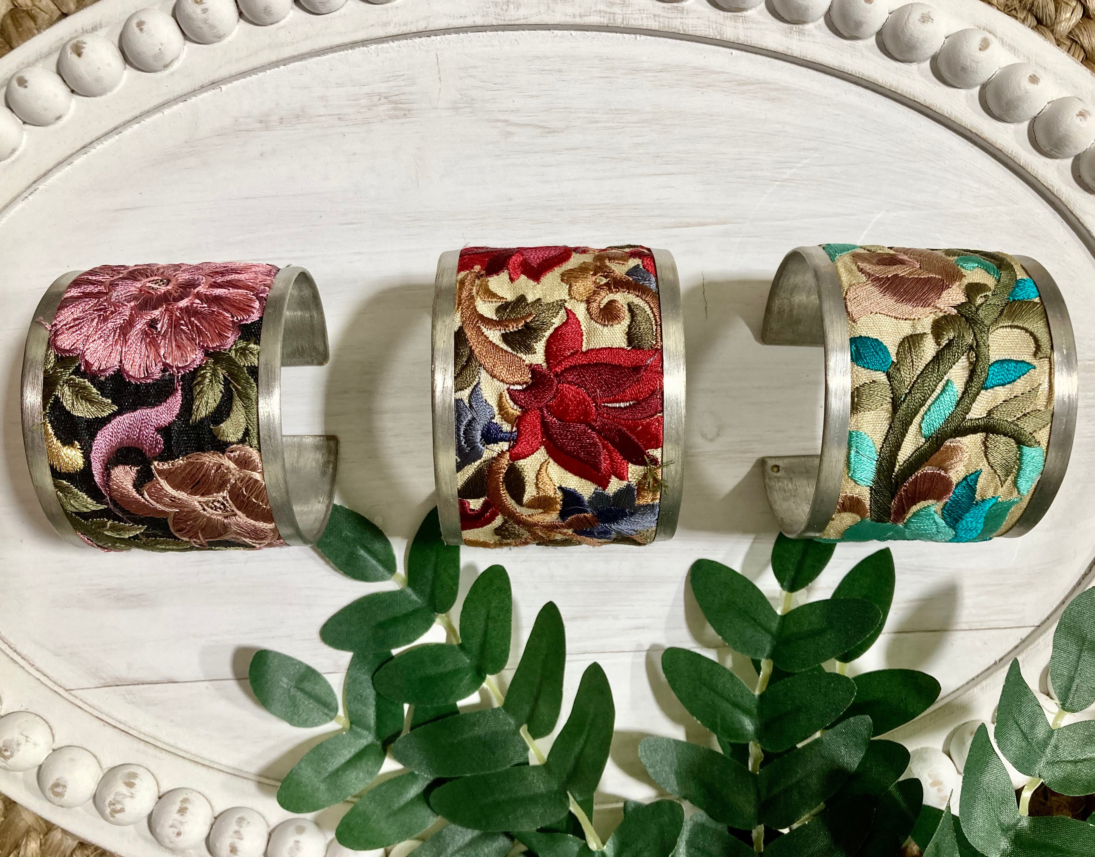 Embroidered Cuff Bracelet – Happy Possum Workshop